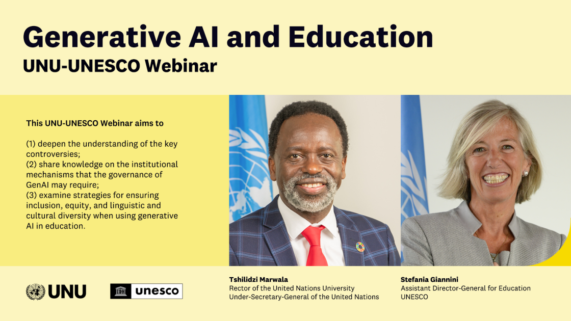 UNESCO-UNU webinar on generative AI and education | United Nations ...